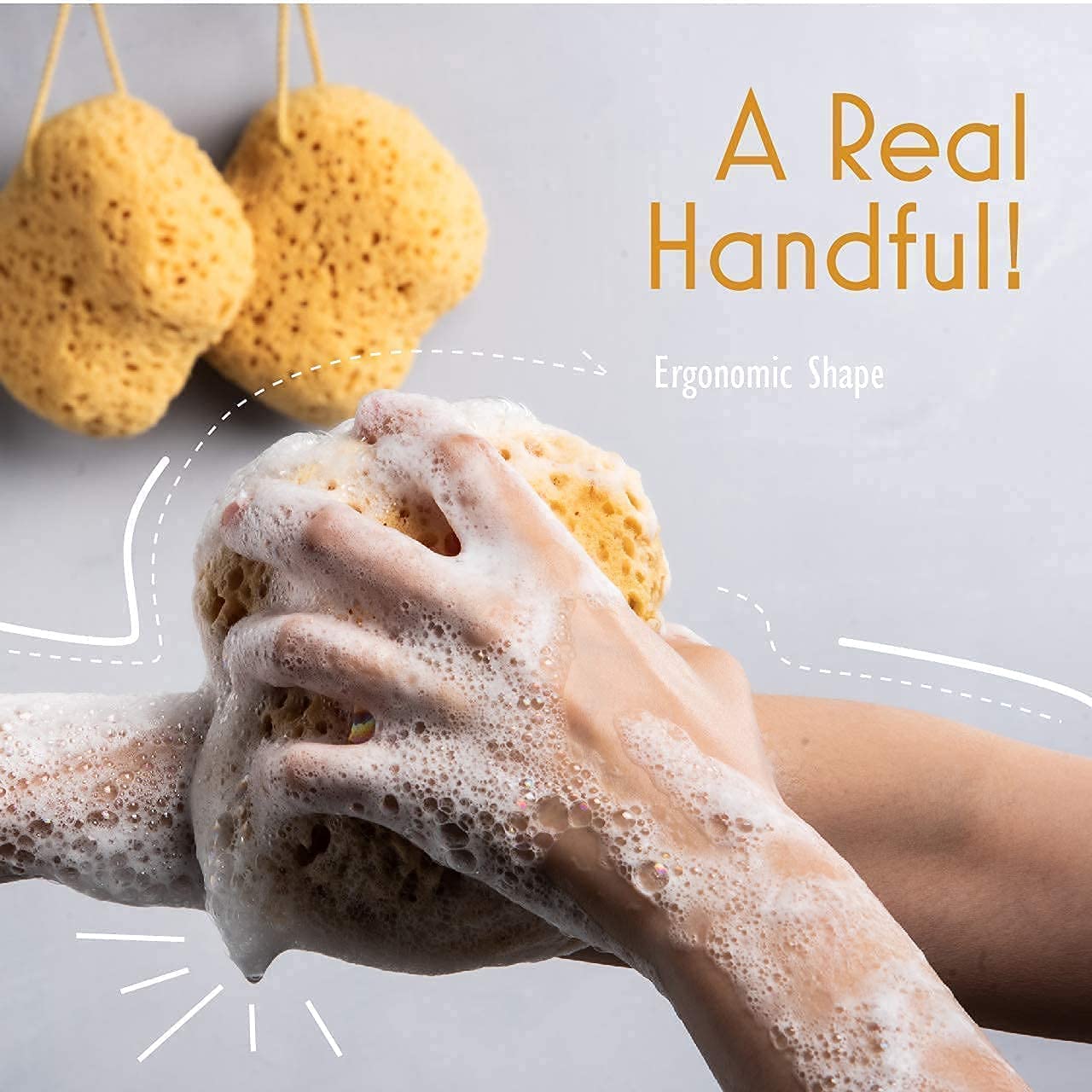 myHomeBody Premium Bath Sponge, Foam Loofah Sponge, Body Sponge for Shower - Large Size, Lots of Lather, Curvy, 3 Pack