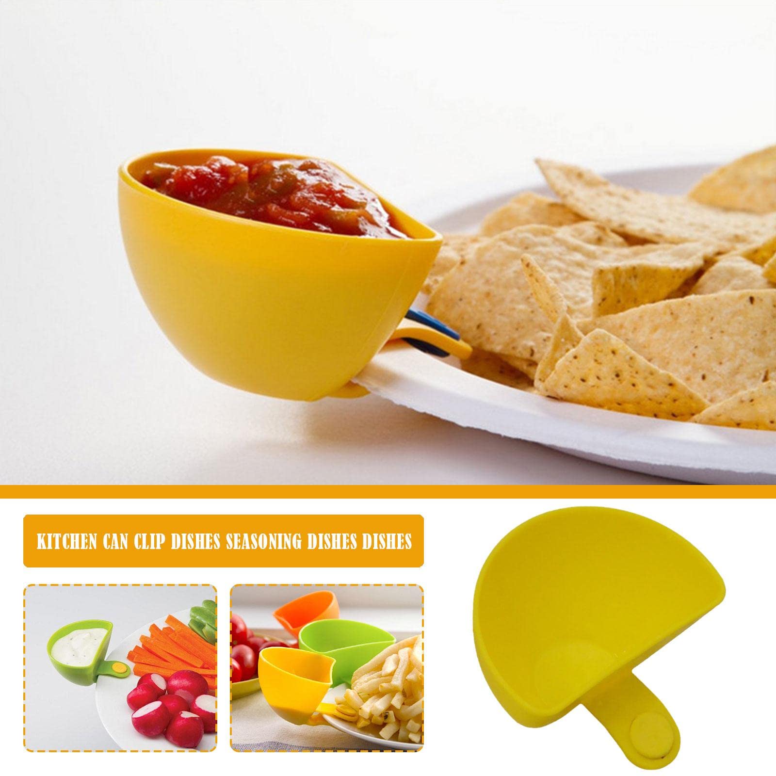 RYGRZJ Dip Clip for Bowls Plates,Chip Clips Holders Cup,Plastic Dish Chip Bowl and Dip Serving Set Sauce Holder for Spice Tomato Sauce Salt Veggie Vinegar Ketchup