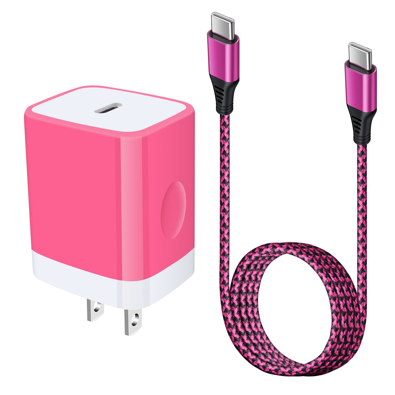 USB C Power Adapter Fast Wall Charger Compatible iPhone 15 iPad Pro 2021/2020/2018 11"/12.9", iPad Mini 6, iPad Air 4, Samsung Galaxy A03s,A53,A73,S22,A52,20W PD Charger Block 6FT Type C to C Cable