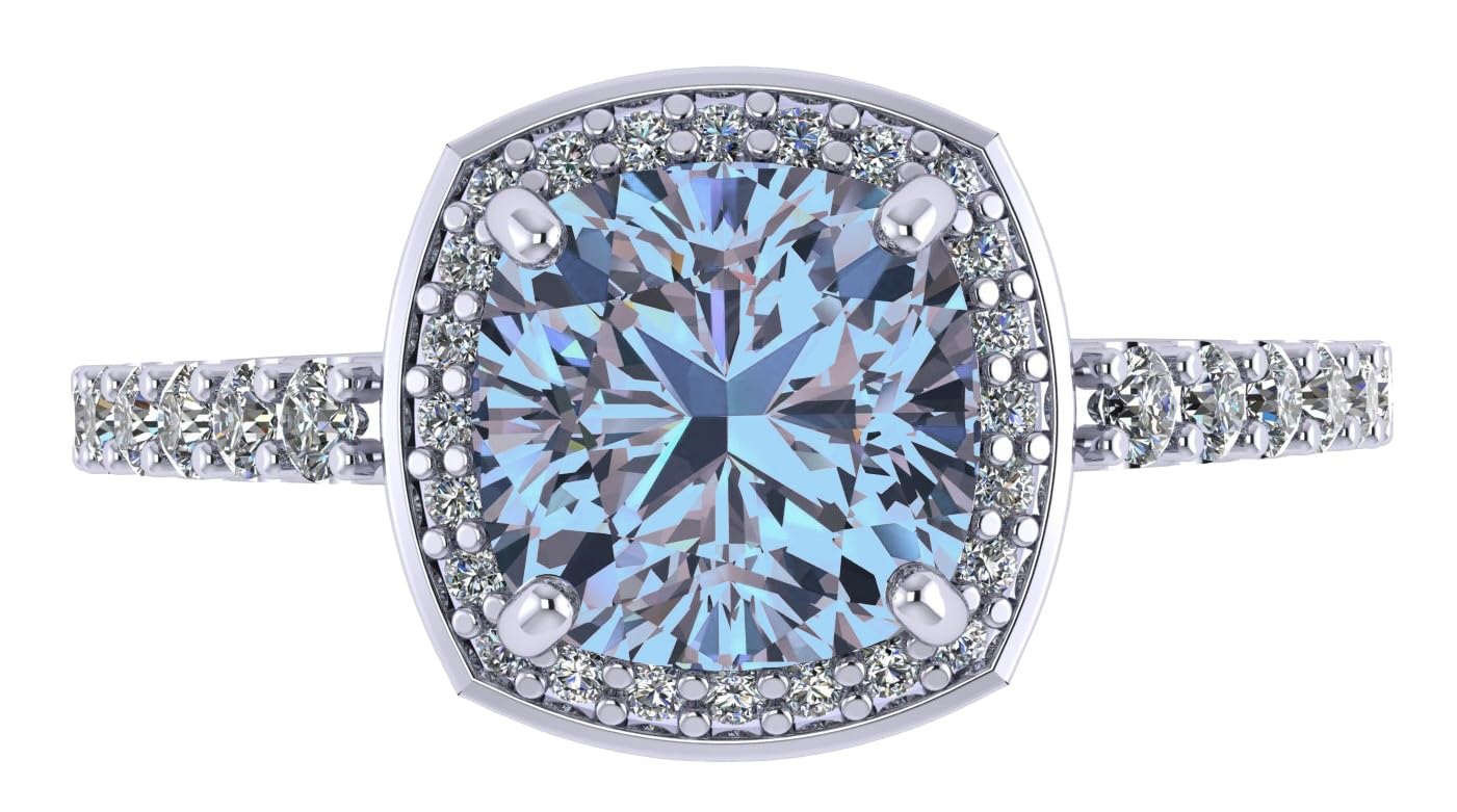 NANA Jewels 2ct Pure Brilliance Zirconia Halo Engagement Ring-Cushion Cut-March-10