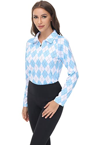 TrendiMax Womens Long Sleeve Golf Polo Shirt Half Zip Dry Fit Athletic Workout Tank Tops