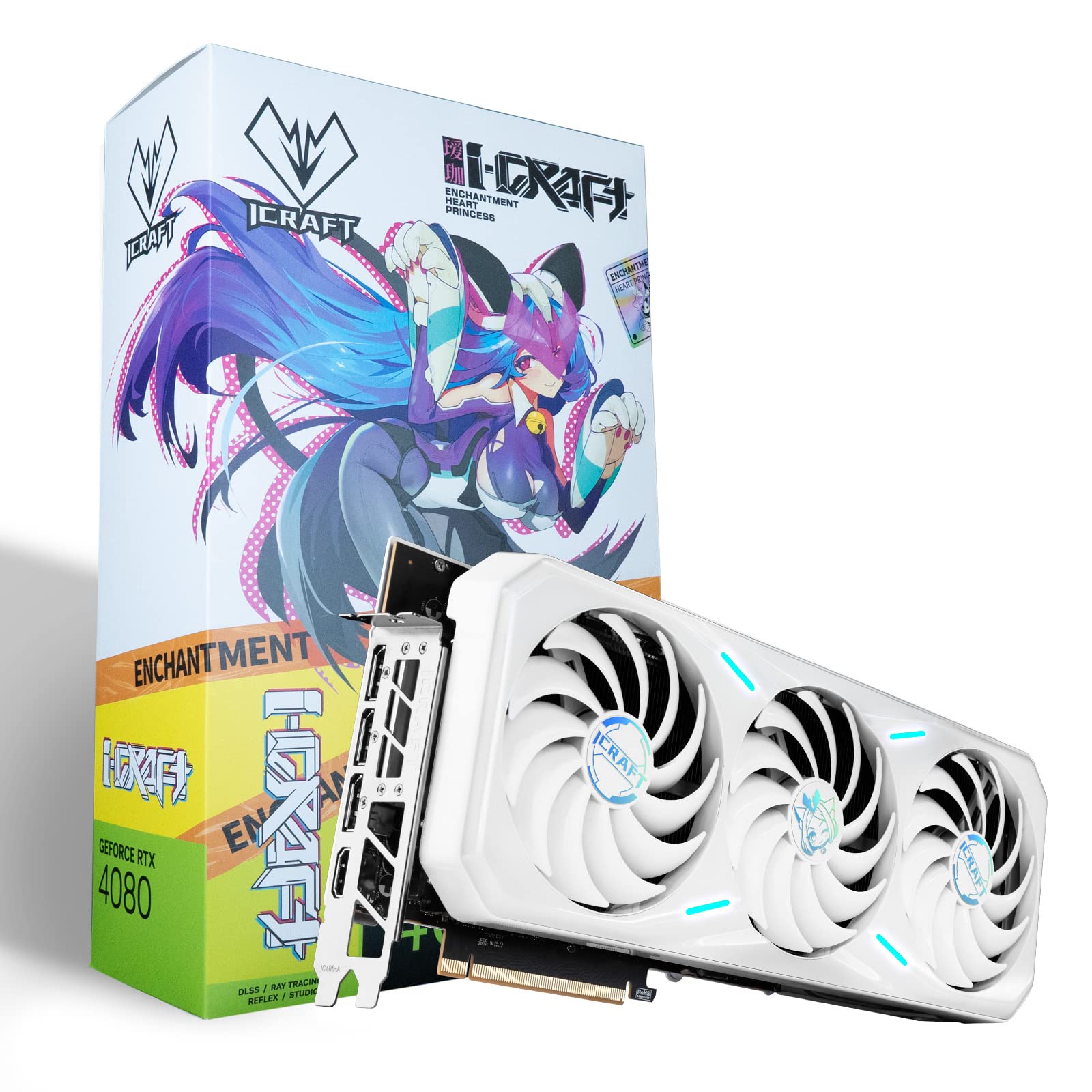 maxsun Geforce RTX 4080 iCraft ACGN Limited Edition OC 16GB GDDR6X Video Graphics Card GPU for Computer Gaming PC HDMI2.1 DLSS 3.5 PCIE4.0 X16 White Anime GPU