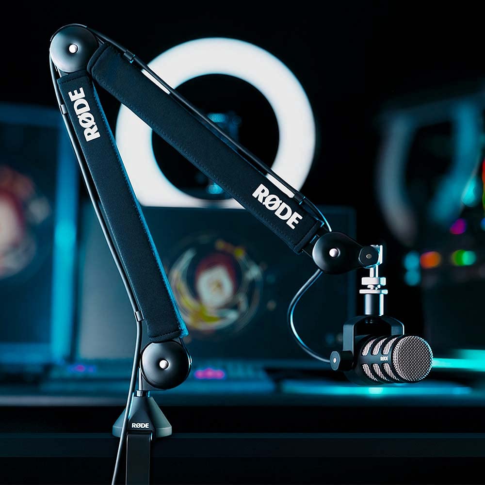Rode PSA1+ Pro Studio Boom Arm for Podcasting and Streaming with Gator Microphone Pop Filter and StreamEye Polishing Cloth
