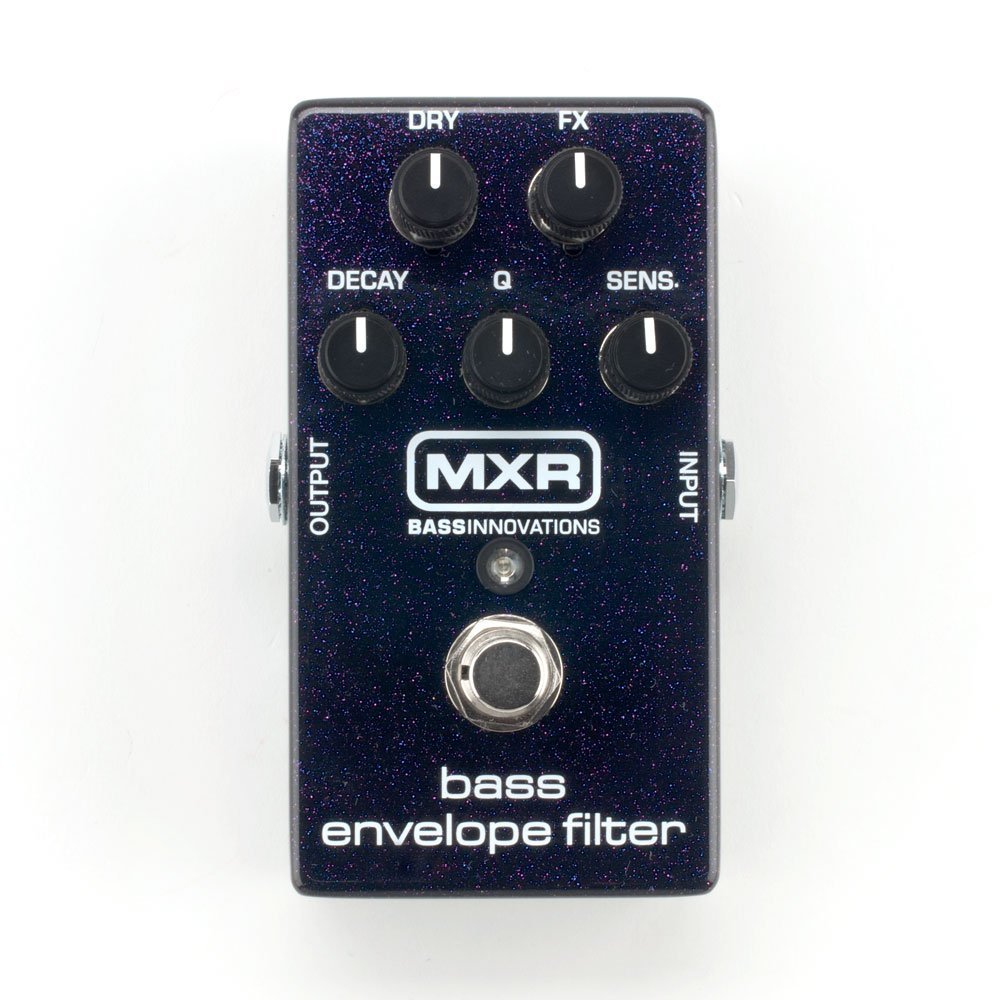 MXR M82 Bass Envelope Filter Effects Pedal BUNDLE with AC/DC Adapter Power Supply for 9 Volt DC 1000mA, 2 Metal-Ended Guitar Patch Cables AND 6 Dunlop Guitar Picks