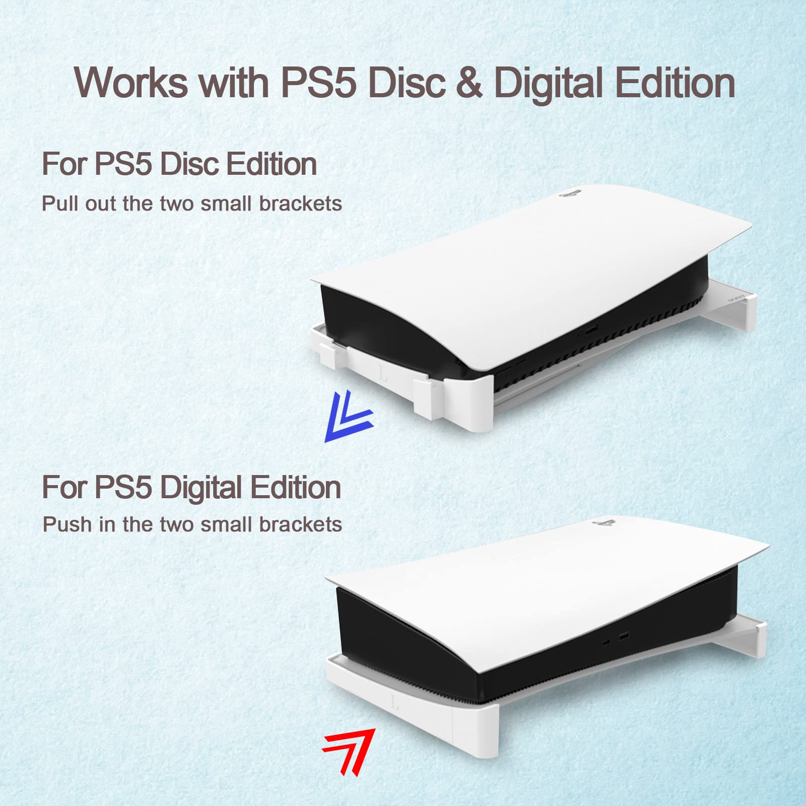 PS5 Accessories Horizontal Stand, PS5 Base Stand, Compatible with Playstation 5 Disc & Digital Editions (White)