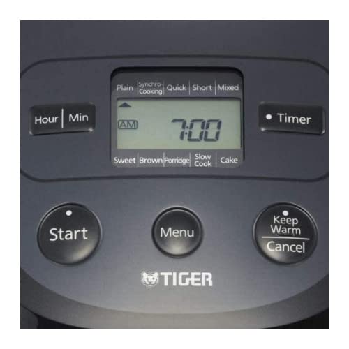 Tiger JBX-A10U 5.5-Cup Capacity Micom Easy-to-Clean Electric Rice Cooker with Tacook Cooking Plate, Scratch Resistant Inner Pot and Steam Gasket (Black and Stainless Steel)