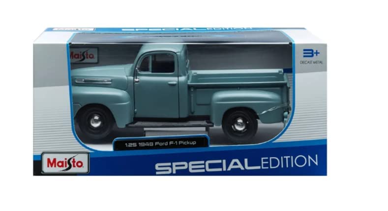 Maisto 1:25 Scale 1948 Ford F-1 Pickup Diecast Truck Vehicle, Colors May Vary [Grey/Blue]
