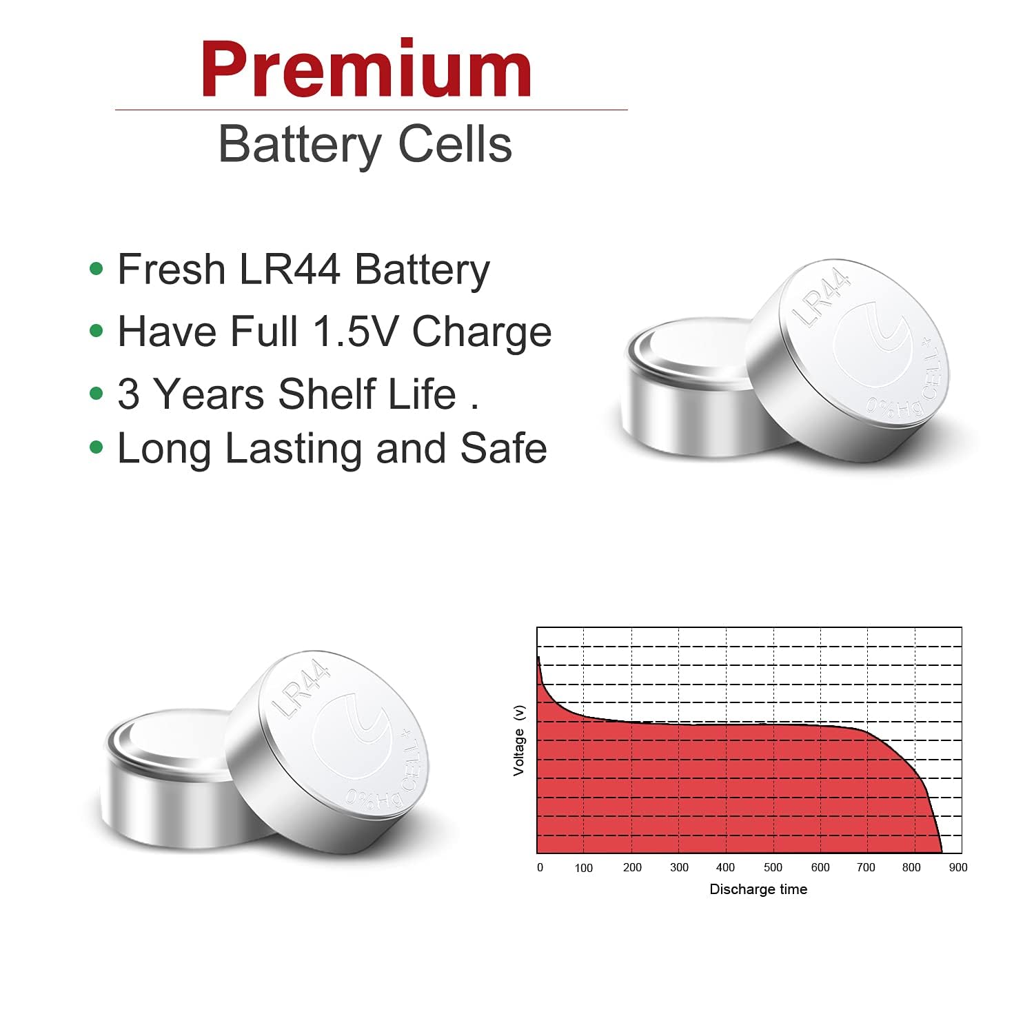 LR44 Batteries AG13 357 high Capacity 1.5V Button Coin Cell 10 Count Battery (40 pack)