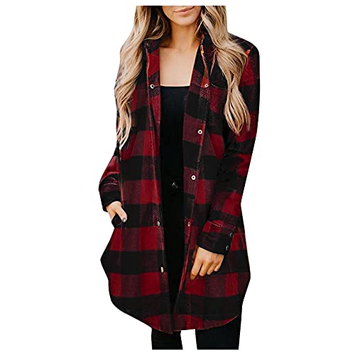 Oversized Women's Plaid Basic Shirts Tunic ,Women's Fall Long Sleeve V Neck T Shirts Casual Loose Fit Tunic Tops