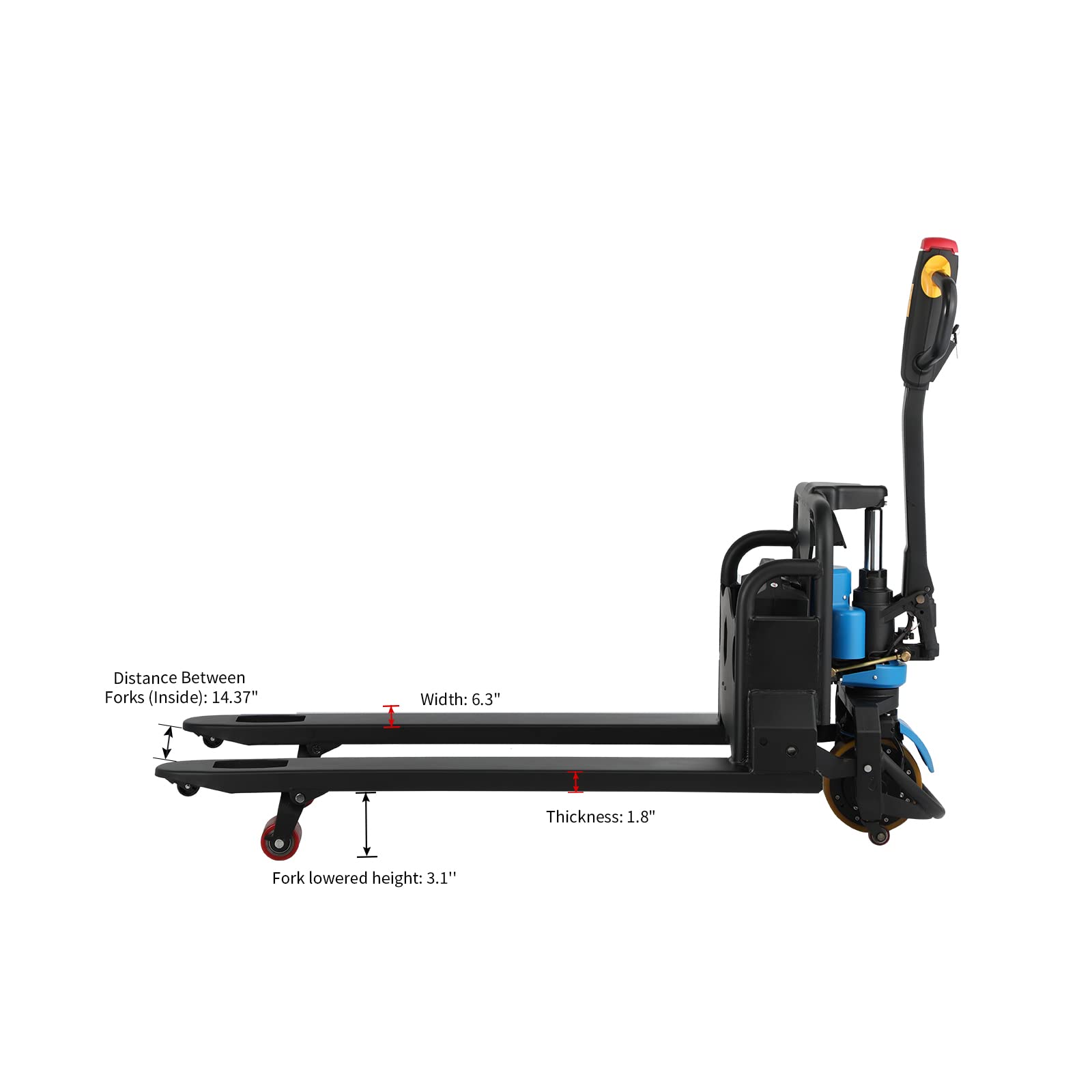 Xilin Electric Powered Pallet Jack 3300lbs Capacity Lithium Battery Walkie Pallet Truck 48"x27" Fork Size Blue Style 2 Pcs