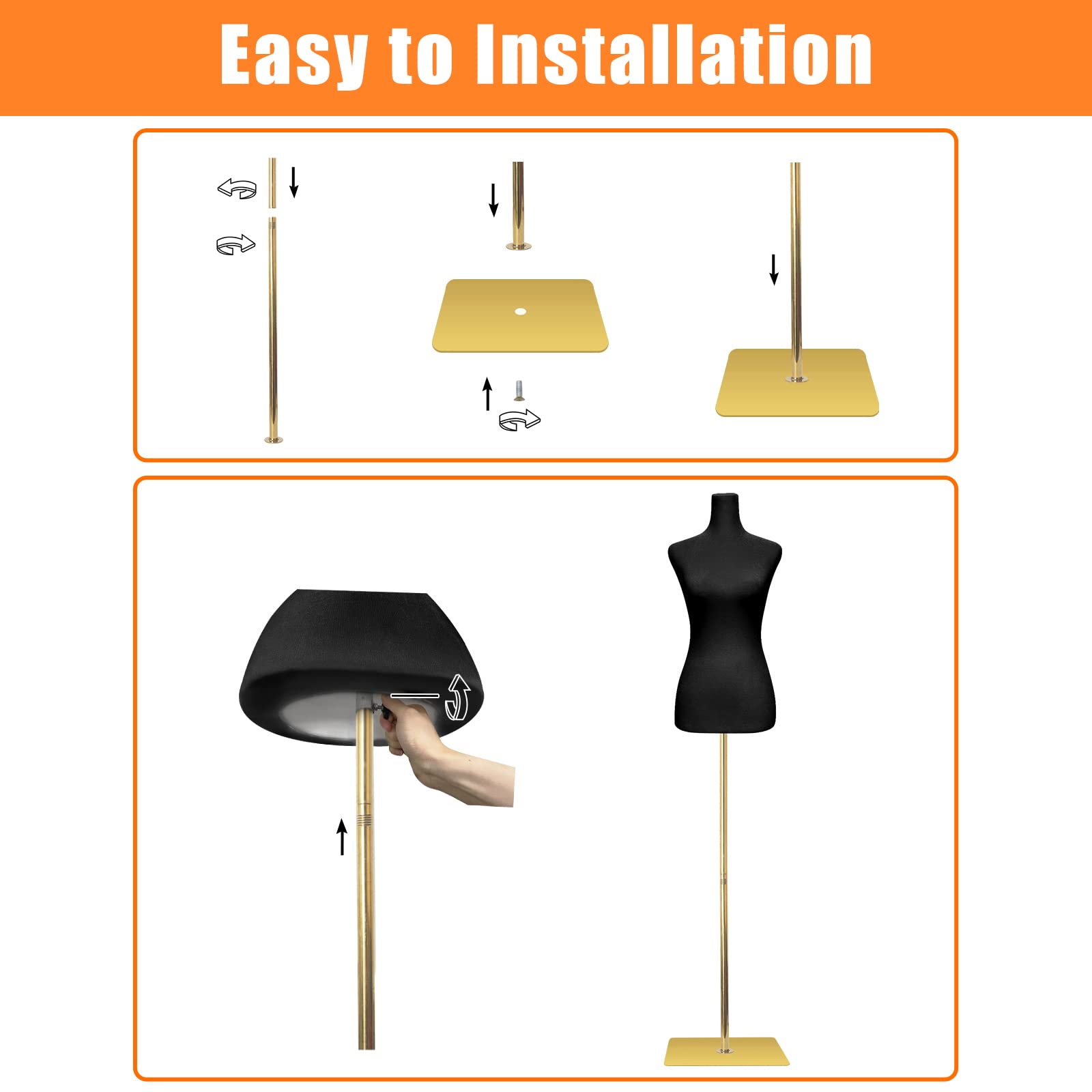 Mannequin Dress Form 61-69 Inch Height Adjustable Female Model Display Mannequin Body High Density Foam with Metal Bracket and Rectangular Base for Sewing Dressmakers Dress Jewelry Display, Beige