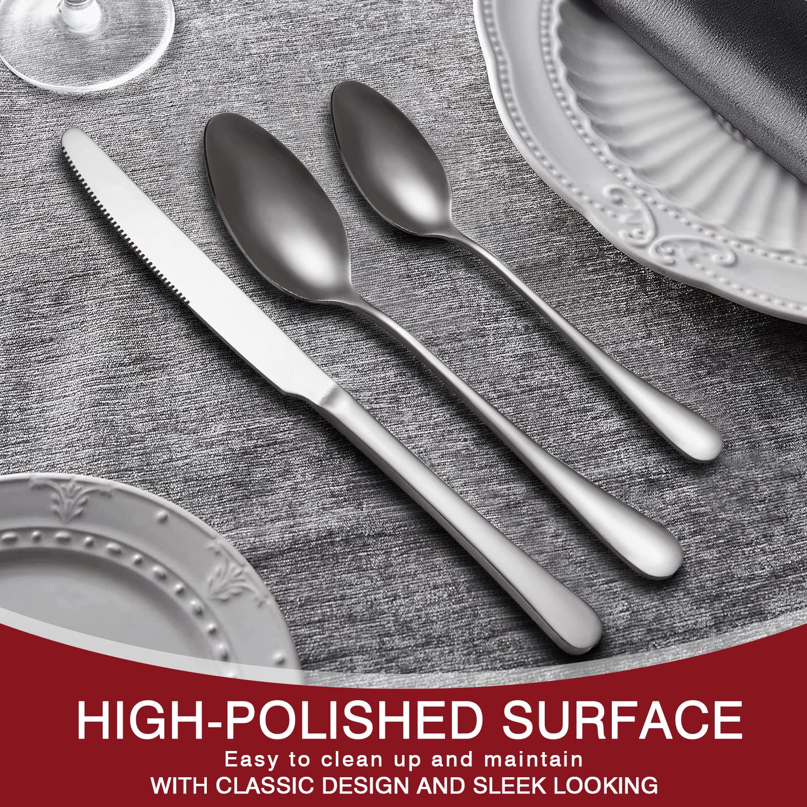SUTETLW 20 PCS Silverware Flatware Cutlery Set for 4, Stainless Steel Spoons And Forks Food-Grade Mirror Polished Utensil Set for Home Kitchen (Silver)