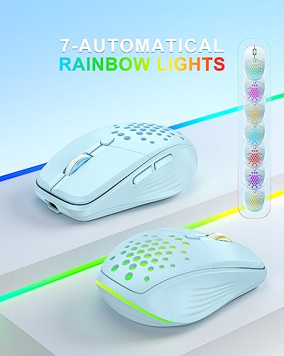 UHURU Wireless Mouse for Laptop, 2.4G Rechargeable LED Mouse, Small Computer Mice with Silent Click,3 Adjustable DPI, 6 Buttons, Compatible with Windows Chromebook (Blue) (UGM-03)