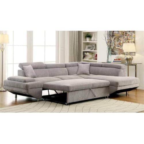 LHLLHL 107 in Living Room Furniture Sectional Gray Color Fabric Sectional with Pull Out Bed Cushion Couch Pillows Storage Sofa
