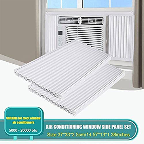 Window Air Conditioner Side Panels with Frame, AC Insulation Side Panels Curtain Kit, Room AC Accordion Filler Curtain Kit Replacement, Adjustable Insulation AC Side Panel Include Frames