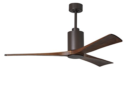 Matthews PA3-TB-WA-60 Patricia Indoor/Outdoor Damp Rated 60" Ceiling Fan with LED Light and Remote & Wall Control, 3 Walnut Solid Wood Blades, Textured Bronze