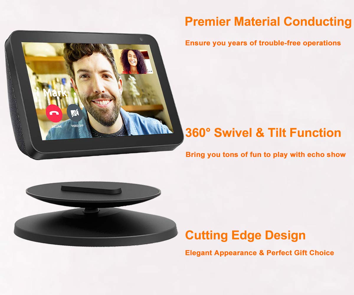 Naitmsad NOOBECR ELPHA Stand for Echo Show 8 and 5 (1st and 2nd Gen) Adjustable Mount Accessories for Amazon Alexa Show, Magnetic Attachment, Swivel and Tilt, Black