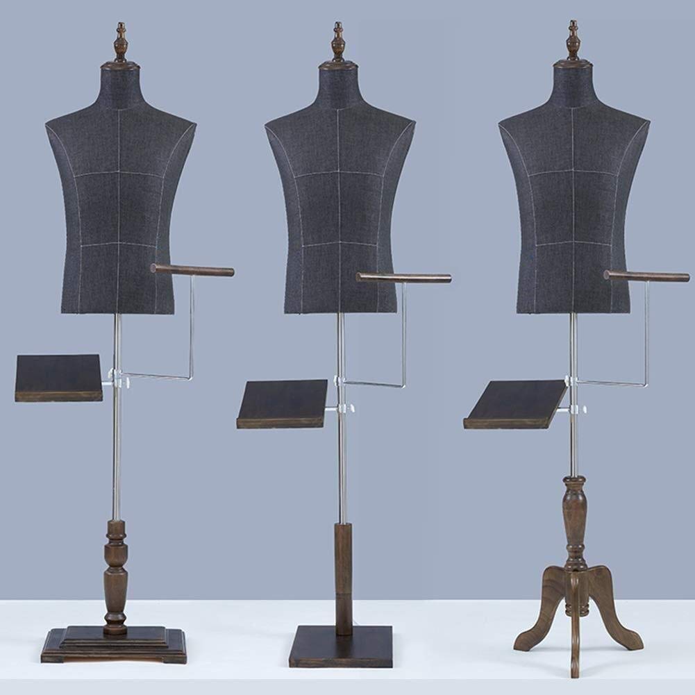 Mannequin Tailors Dummy Torso Dress Form Torso Dressmakers Male Tailors Dummy Torso Display for Dressmakers with Wood Tripod Base