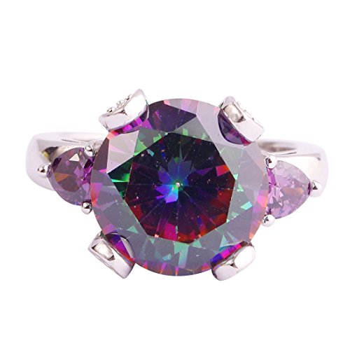 Narica Womens Brilliant Pear Cut Created Rainbow Topaz & Created Amethyst Cocktail Ring Size 7