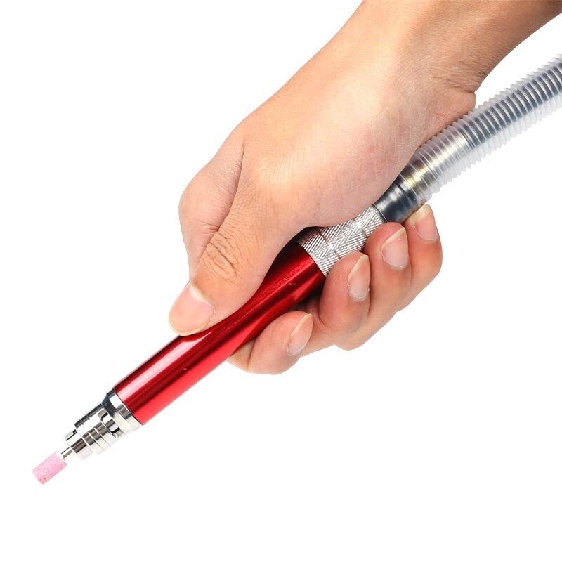 VOTOER 1/8" (3mm) Pneumatic Air Micro Die Grinder Polishing Tool Kit, 3mm Chuck Pencil Type Rotary Engraving Cutting Grinding Tool Set, 58000RPM, 90psi