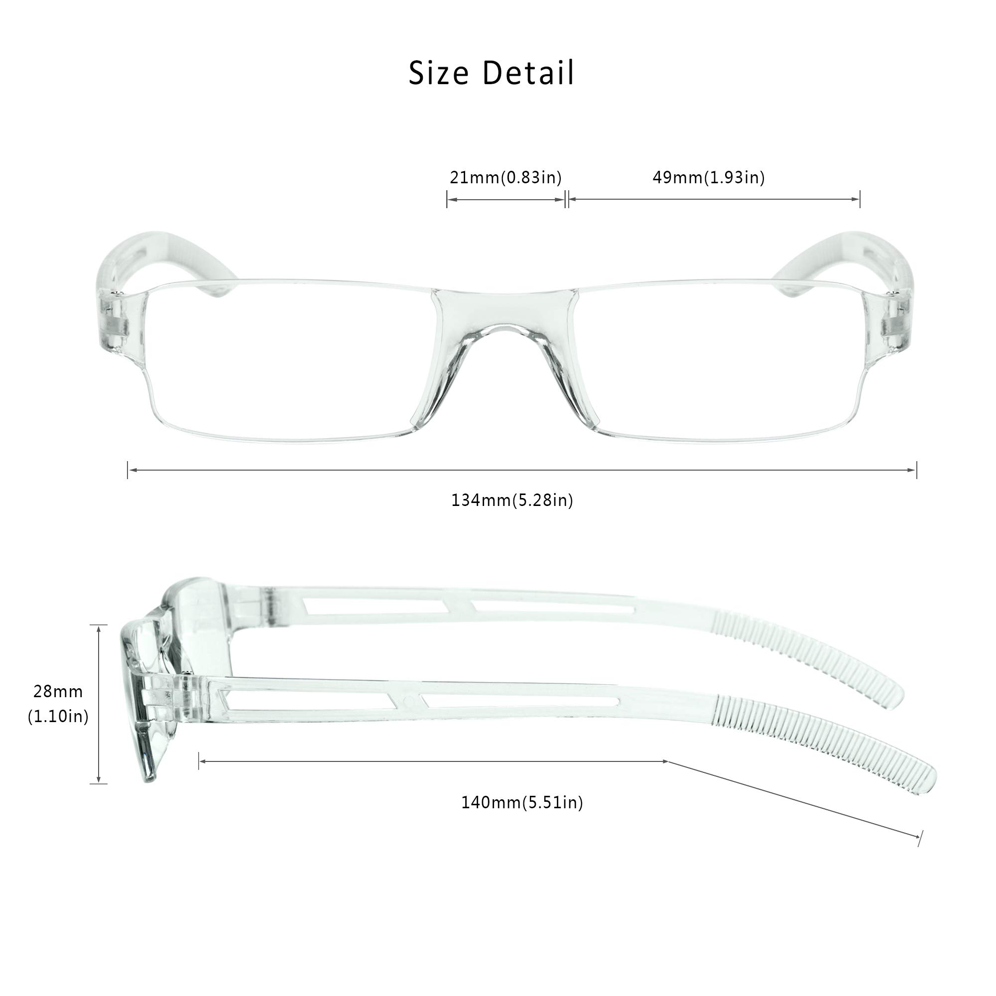 LifeArt 4 Pairs Reading Glasses, Blue Light Blocking Glasses, Computer Reading Glasses for Women and Men, Fashion Rectangle Eyewear Frame(4 Clear, 3.00 Magnification)