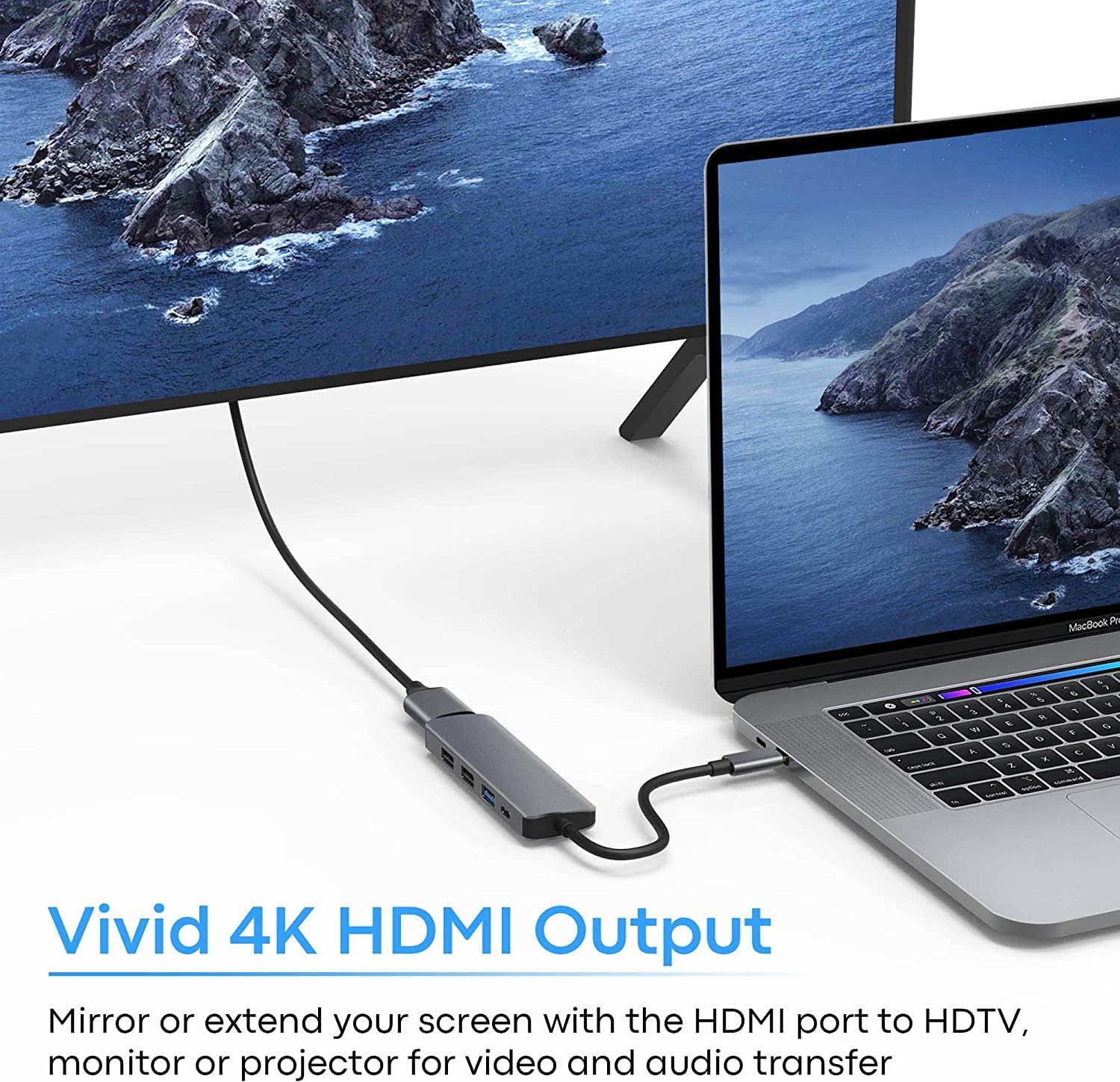 USB C Hub,5 in 1 USB C Adapter,with 4K HDMI Output/USB 3.0/USB 2.0 * 2/100W PD for MacBook Pro/Air, iPad Pro/Dell XPS(Compatible USB C Laptops and Other Type C Devices)