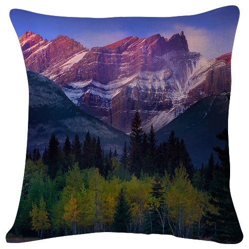Mountain Peak Sky Snow Trees - Throw Pillow Case Cushion Cover for Sofa Couch Double-sided printing 18x18 Inches