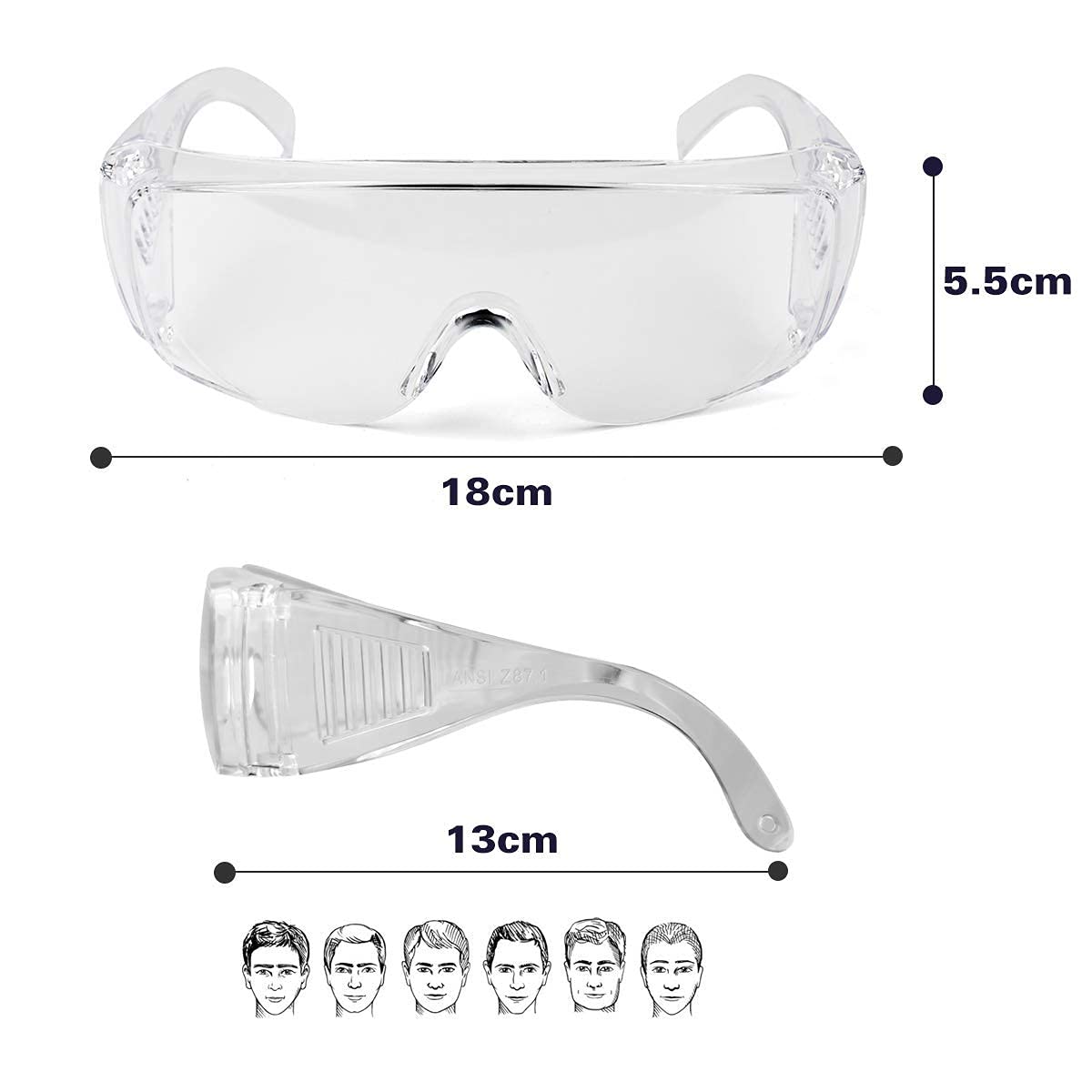 NAMSAN Clear Safety Goggles Lab Protective Eyewear over Prescription Glasses Job Protective Goggles Anti Droplet Debris Eye Protection