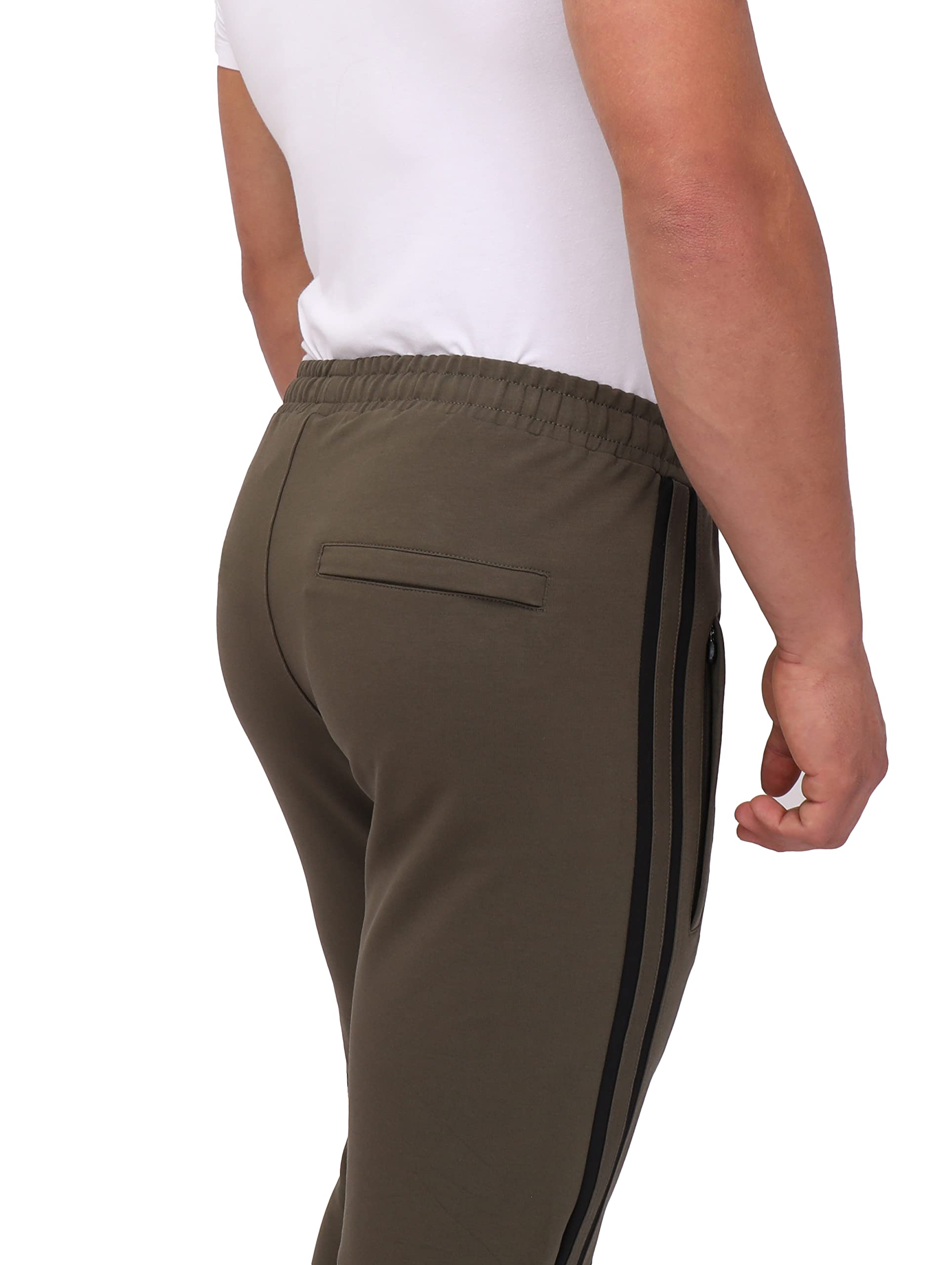 SCR SPORTSWEAR Men's Joggers Ultimate Flex Track Jogging Running Pants Mens Sweatpants Work Out Pant with Zipper Pockets 30/33/36 Tall Long Inseam (L/36L,KGR/B-K849)