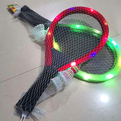 Meshin Family Entertainment Outdoor Night Light Training LED Badminton Racket Sets Sport Glow in The Dark Badminton