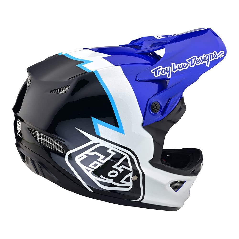 Troy Lee Designs Downhill D3 Fiberlite Volt Full Face Bicycle Helmet for Max Ventilation Lightweight MIPS EPP EPS Racing Downhill BMX MTB DH - Adult Mens Womens Unisex (Blue, SM)