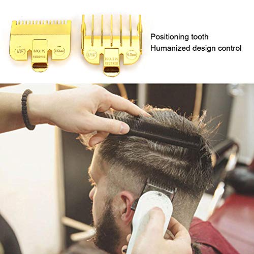 Nikou Limit Comb Guide, Oil Head Hair Clipper Limit Comb Positioning Tooth Guide Comb Haircut Accessory(Gold 1.5MM+4.5MM)