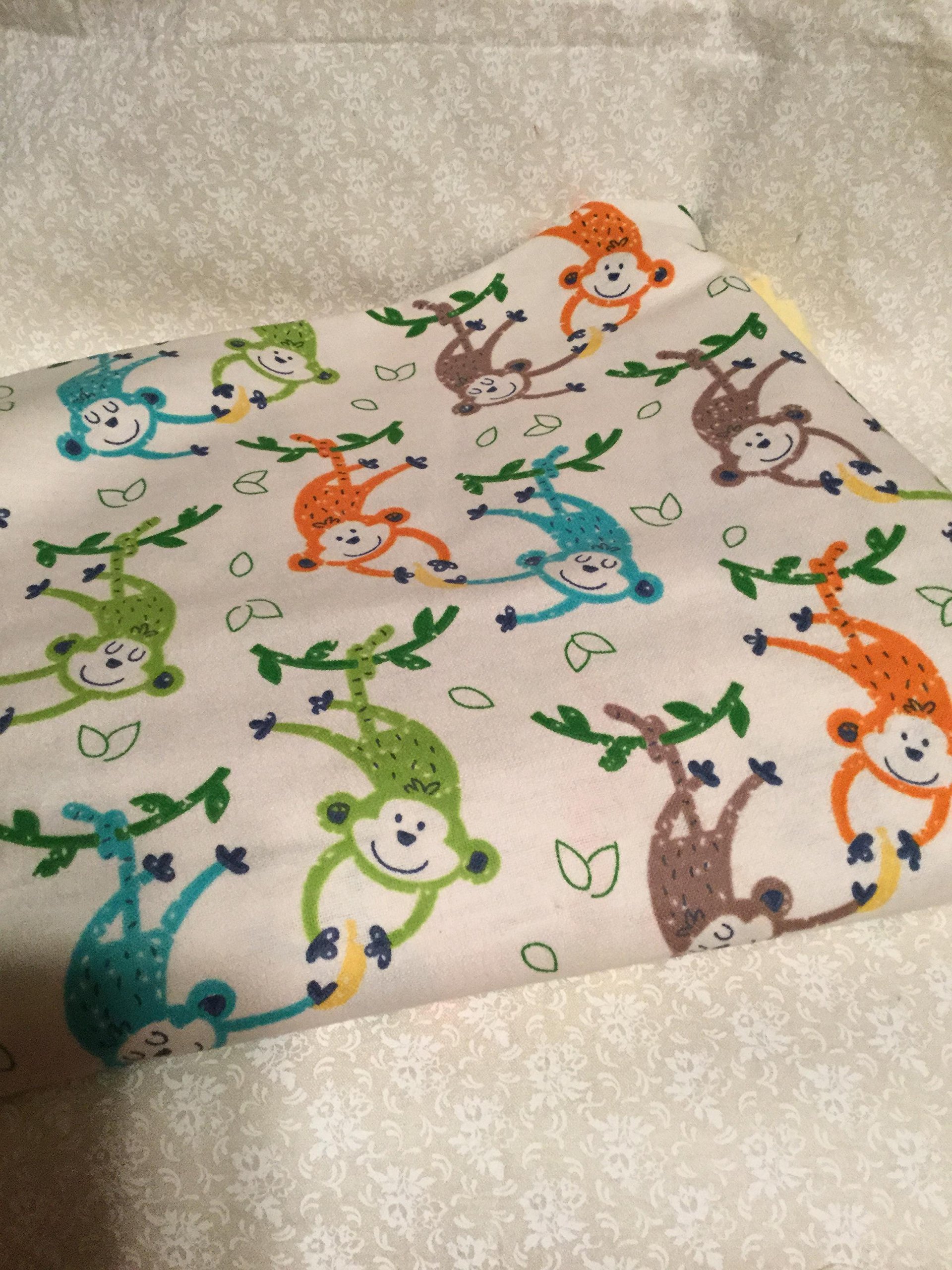 Monkeys and Bananas print receiving blanket oversize double sided lao blanket car seat cover