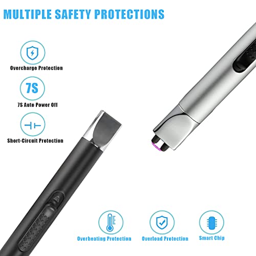 LYTOWN Lighter, 2 Pack Candle Lighter Electric Arc Lighter Rechargeable USB Lighter Flameless Grill Lighter with Safe Button for Home Candle BBQ Camping Kitchen(Black & White)
