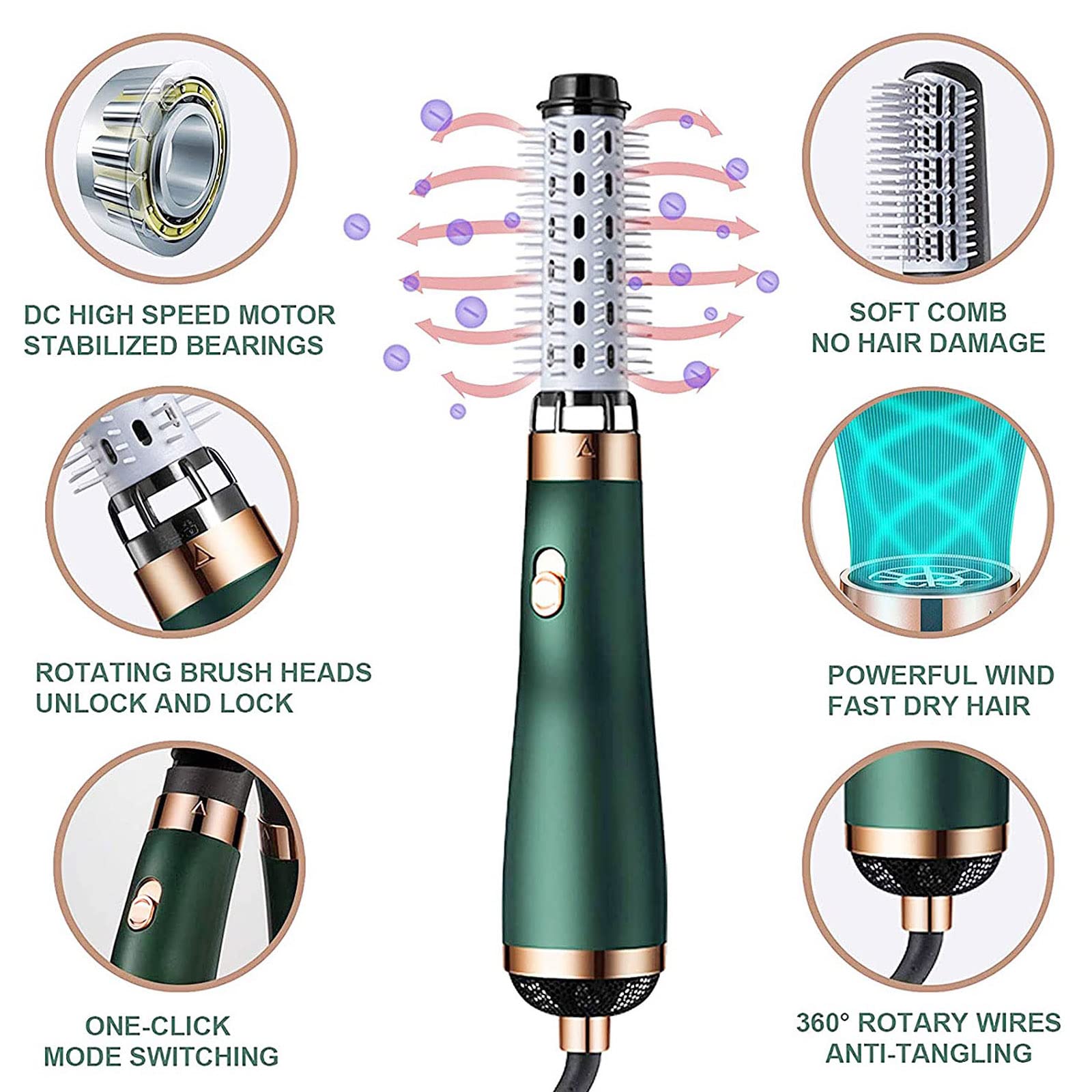 My Precious Portable Hot Air Brush, Green, Hair Dryer