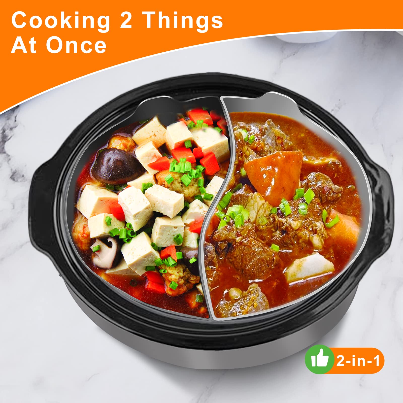 Silicone Slow Cooker Liners Fit 6 QT, Silicone Slow Cooker Divider Liner, Reusable/BPA Free/Leakproof/Slow Cooker Accessories Cooking Liner Dishwasher Safe Cooking Liner for 6 Quart Pot (Grey+Black)