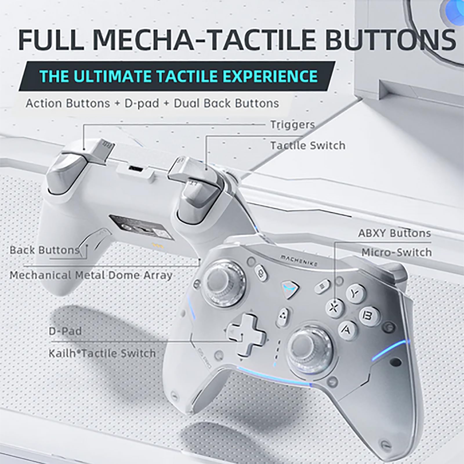 Machenike G5 Pro Tri-mode Switch Controller, USB/Bluetooth 5.0/2.4G, with Programmable Button, Joystick, Hall Trigger, Kailh Micro Switches, Switch Remote Gamepad for PC, NS, iOS, Android, TV box