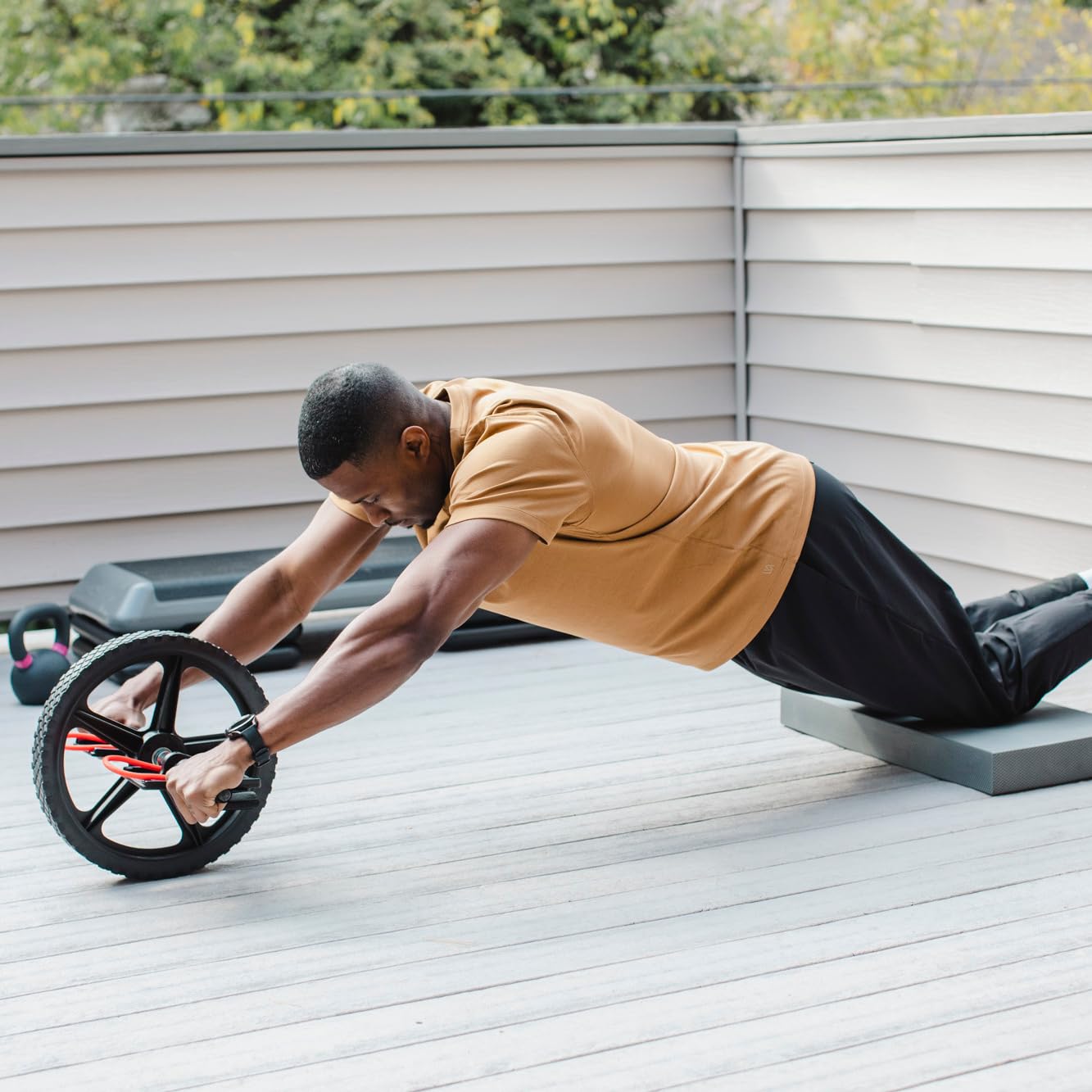 Lifeline Fitness Power Wheel Full Body Workout Ab Roller, Functional Full Body Ab Roller Wheel, Upper/Lower Body Workout, Home Workout Equipment with Foot Straps