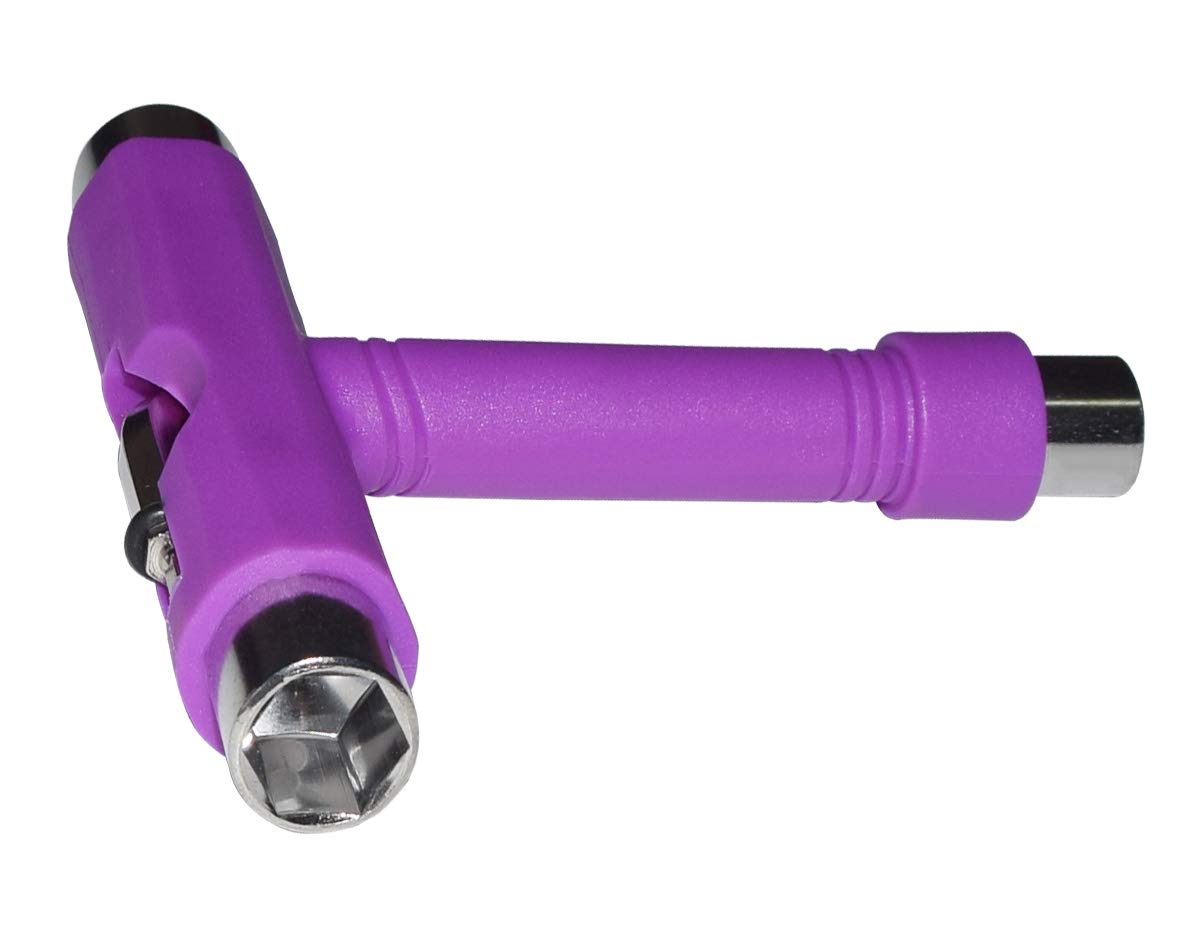 NaPlus Skateboard Tool All-in-One Mutifunctional T/Y Type Longboard Skateboarding Wrench Accessory Skate Screwdriver (Purple T)