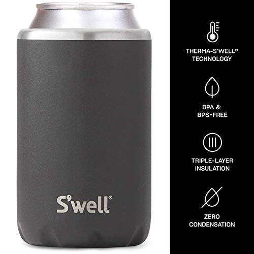 S'well Stainless Steel Chiller Triple-Layered Vacuum-Insulated Keeps Drinks Cool and Hot for Longer-Dishwasher-Safe BPA-Free for Travel, 12oz Cans and Bottles, Onyx