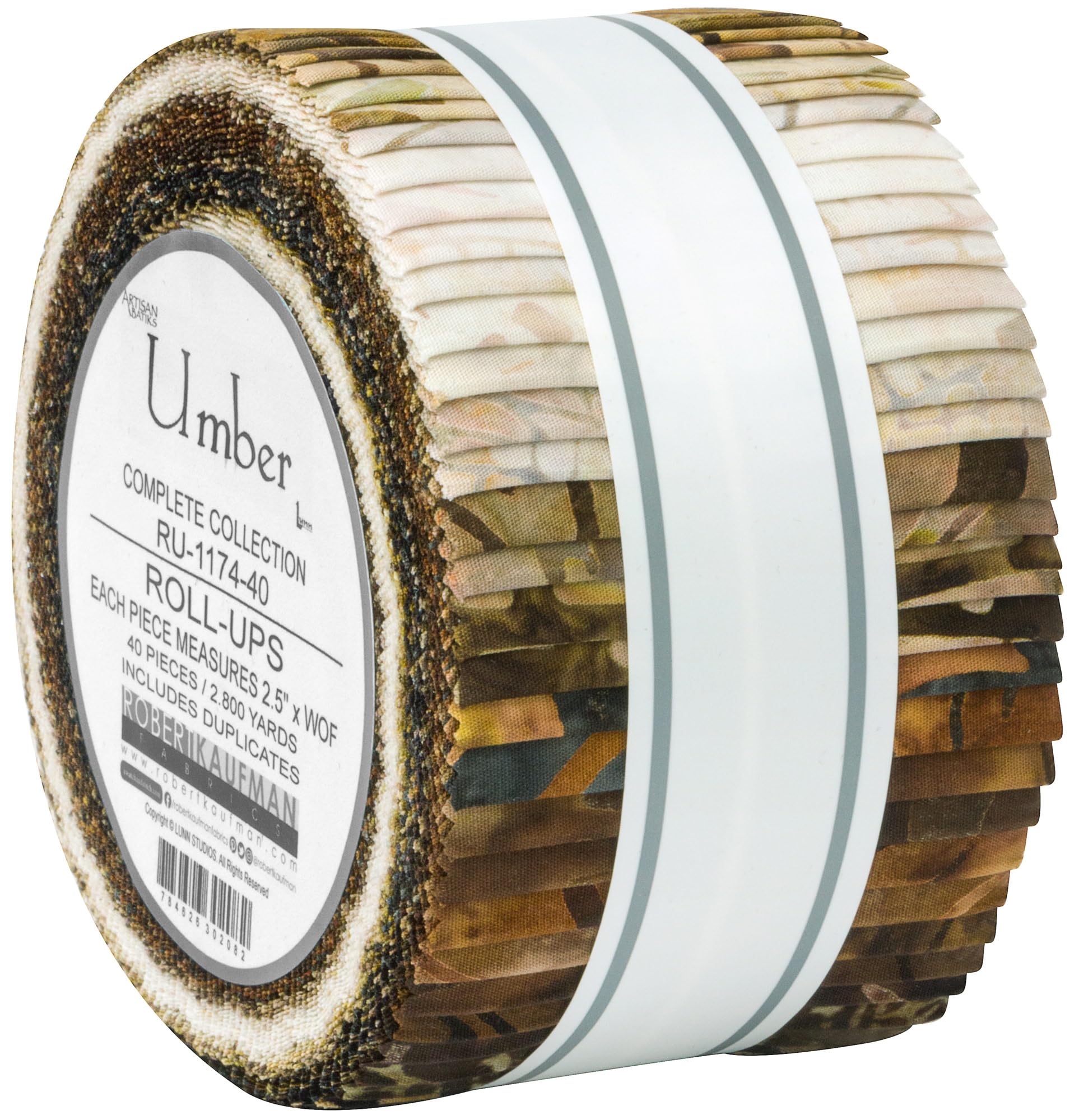 Lunn Studios Artisan Batiks Umber Roll Up 40 2.5-inch Strips Jelly Roll Robert Kaufman RU-1174-40