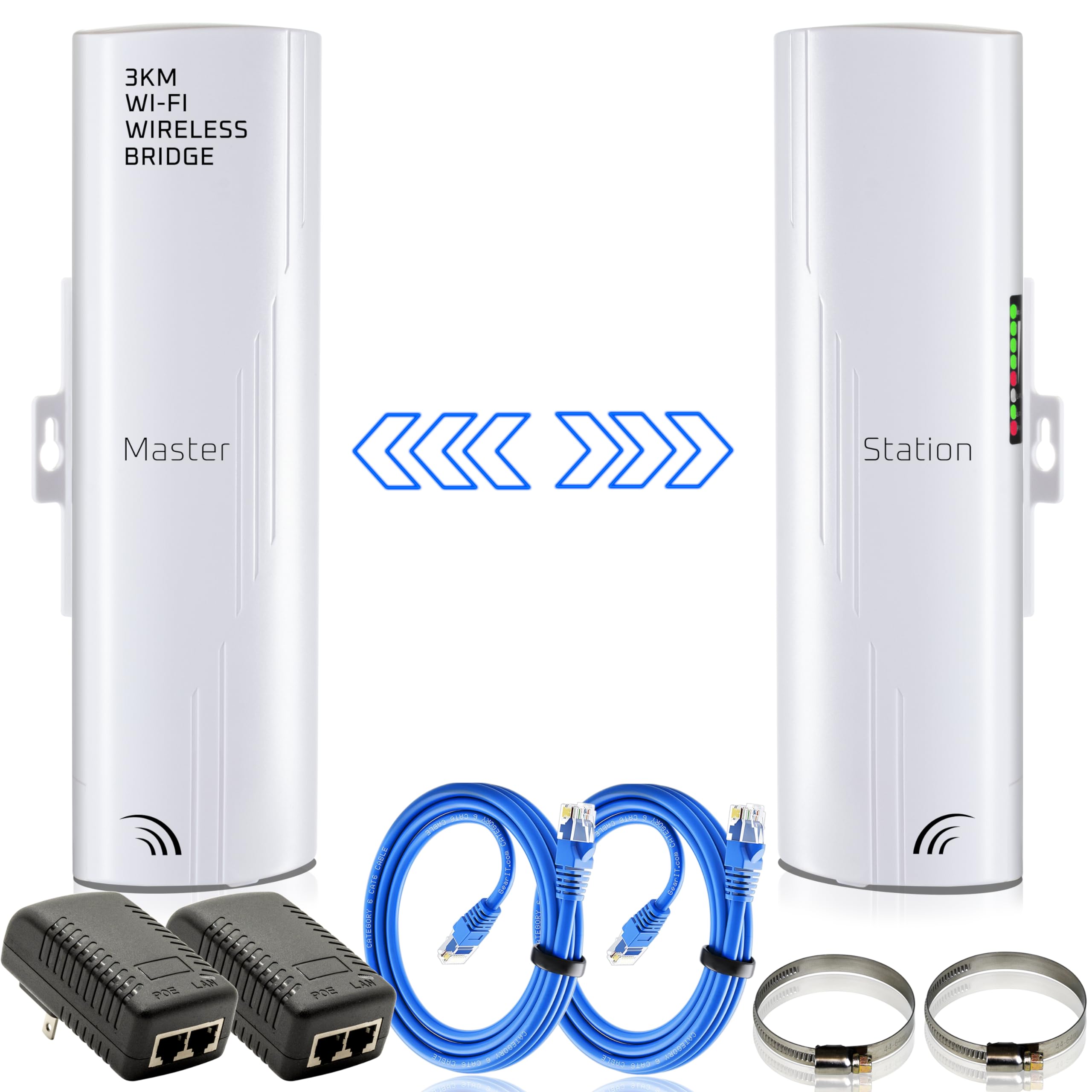 Wireless Bridge Point to Point Outdoor WiFi, Wireless Network Expansion Kit, Long Range High Speed 5G | 2 Units Bridge Kit Complete Pre-Configured - P2P Long Range (2Pack)