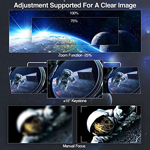 Native 1080P Projector, Indoor Outdoor FHD Projector 8000 Lumen High Bright for Movie Video Games, High Performance Multimedia Projector for Business, Phone DVD PC Supported, Low Noise