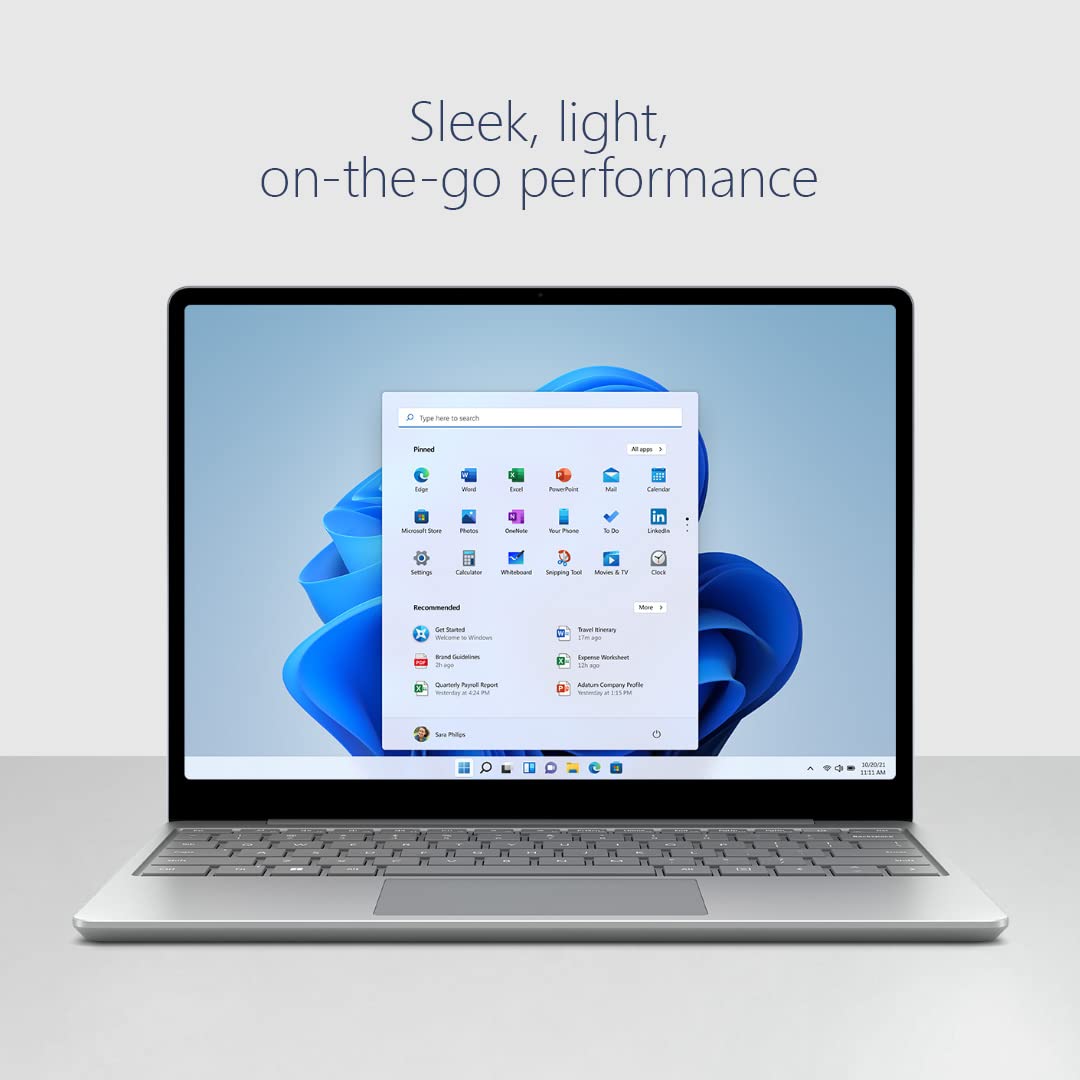 Microsoft Surface Laptop Go 2 12.4" Touch 8GB 256GB SSD Core™ i5-1135G7 2.4GHz Win10S, Platinum (Renewed), Silver