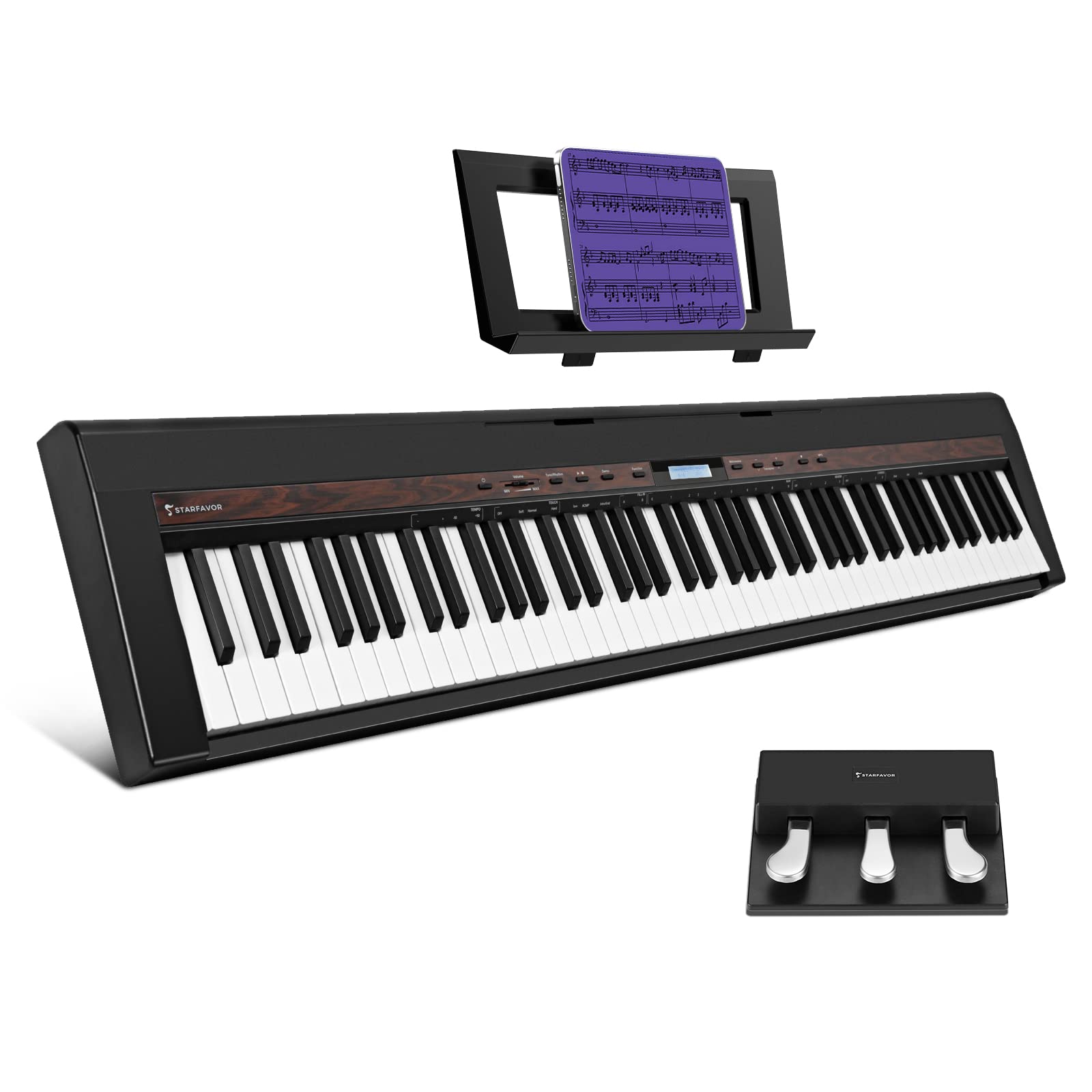 Starfavor Digital Piano 88 Keys Weighted Keyboard Piano & Starfavor Speedy Page Turner Pedal for IPad