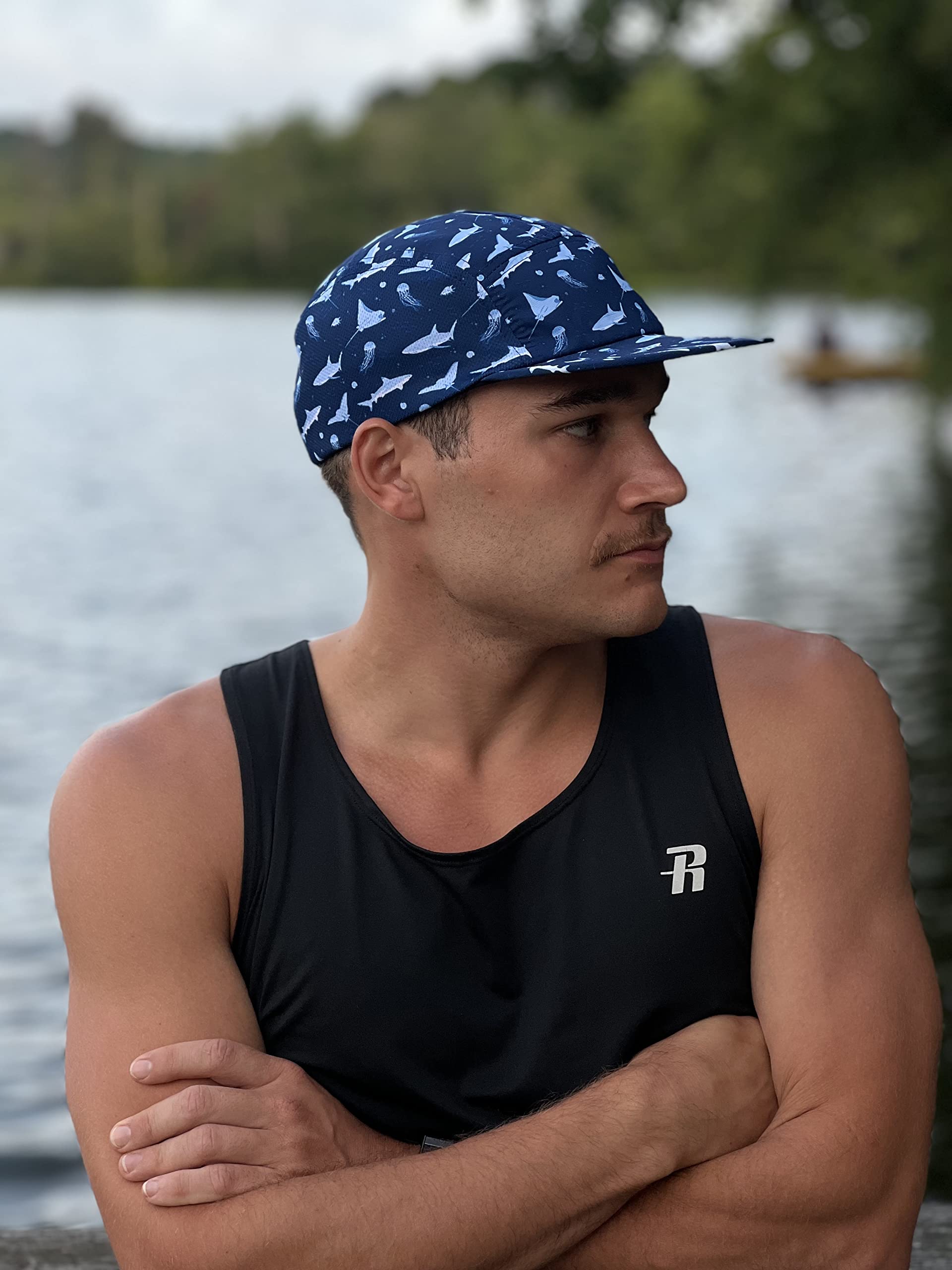 Men's and Women's 5 Panel Hat, Washable & Packable Running Hat (Not Really a Beach Guy: Blue)