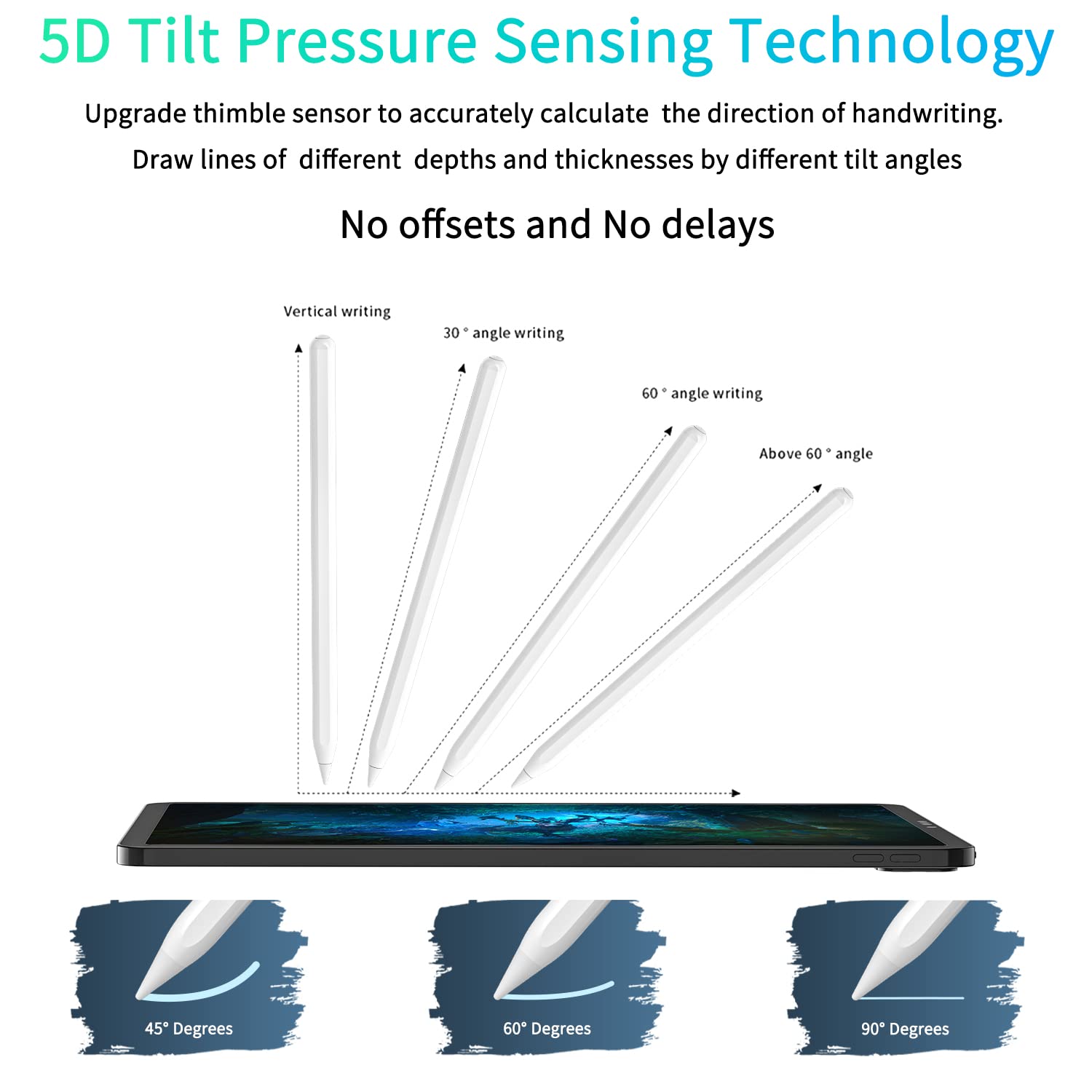 Wireless Charging Stylus Pen for iPad, Magnetic iPad Pencil 2nd Generation with Palm Rejection Design Compatible with Apple iPad Pro 11 & 12.9 inches, iPad Air 4th/5th Gen,iPad Mini 6th Gen