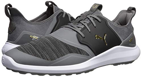 Puma Golf Men's Ignite Nxt Lace Golf Shoe, Quiet Shade-Puma Team Gold-Puma Black, 10.5 M US