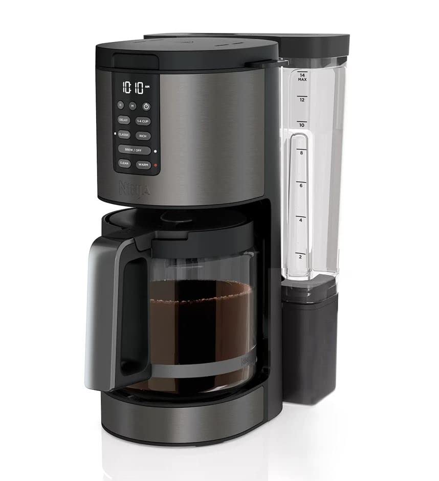 Ninja DCM201 14-Cup XL Coffee Maker PRO, 2 Brew Styles, 4 Programs: Small Batch, Delay Brew, Freshness Timer & Keep Warm, No Permanent Filter or Scoop Included Black/Stainless Steel (Renewed)