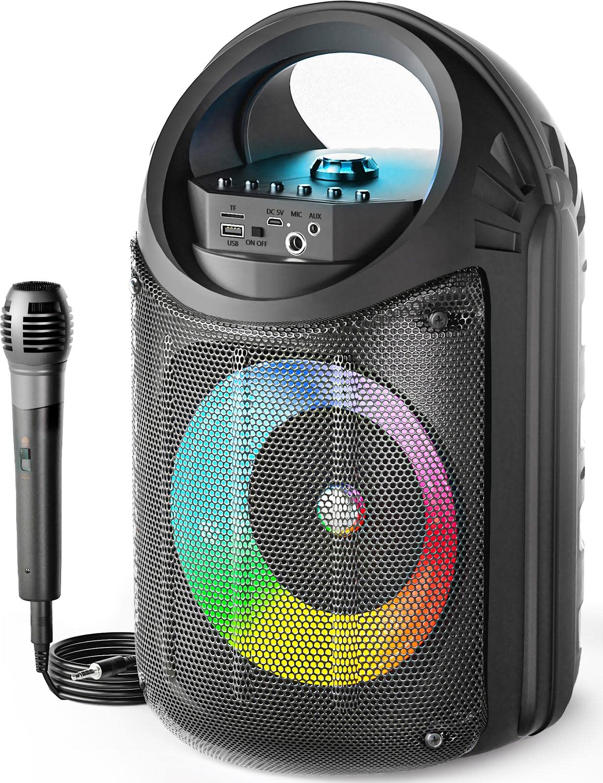 Starument Karaoke Machine for Kids with Bluetooth – Rechargeable & Portable Speakers with Microphone - Black